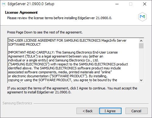 Edge Server 설치하기 - MagicINFO Edge Server - Global Site